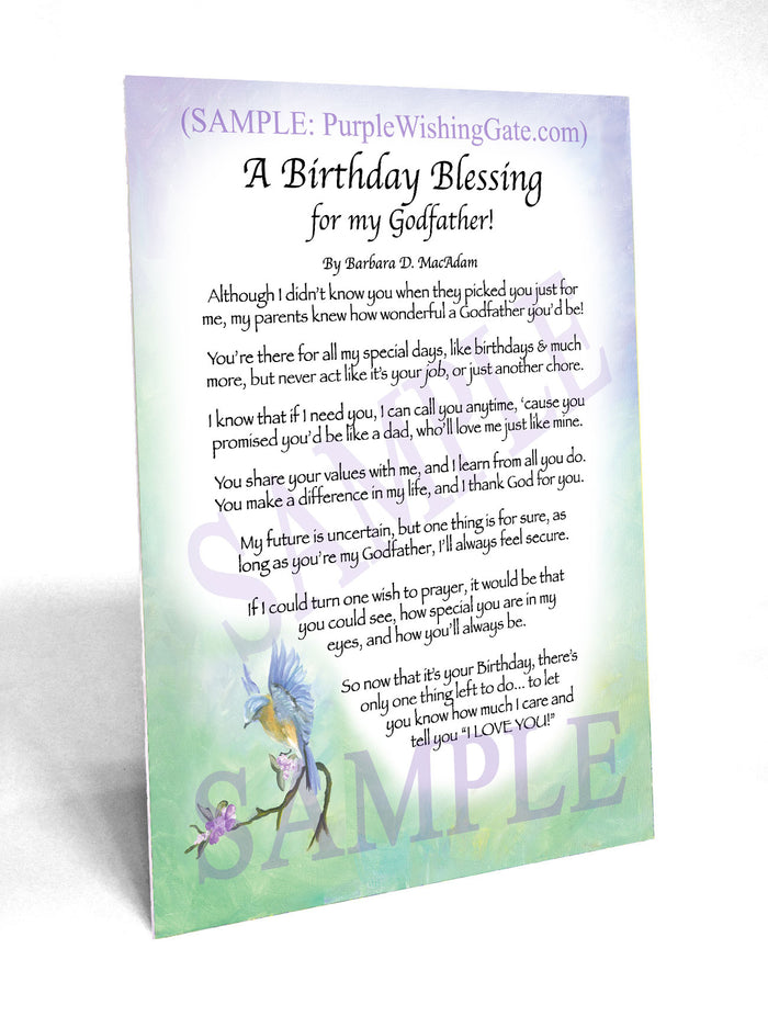 Birthday Gift for Godfather: Personalized Blessing | PurpleWishingGate