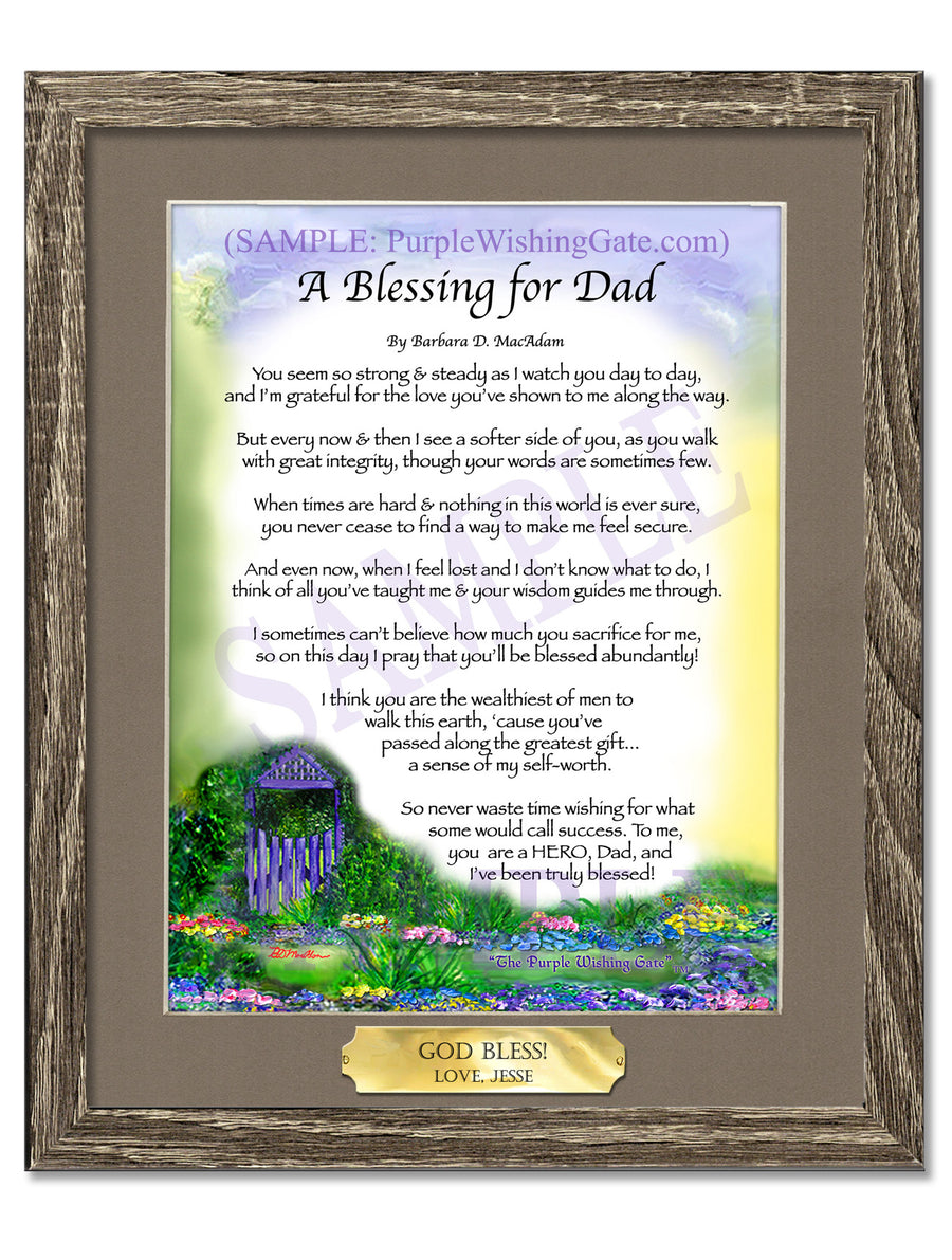 A Blessing for My Dad: Personalized, Framed Gift! | PurpleWishingGate