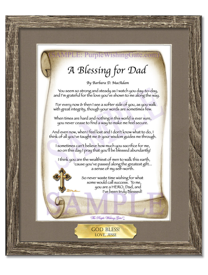 A Blessing for My Dad: Personalized, Framed Gift! | PurpleWishingGate