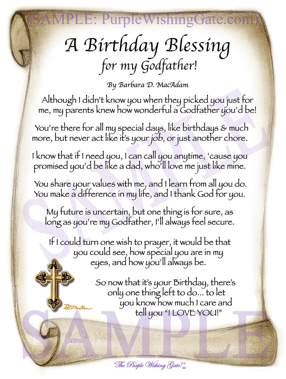 Birthday Gift for Godfather: Personalized Blessing – Purple Wishing Gate