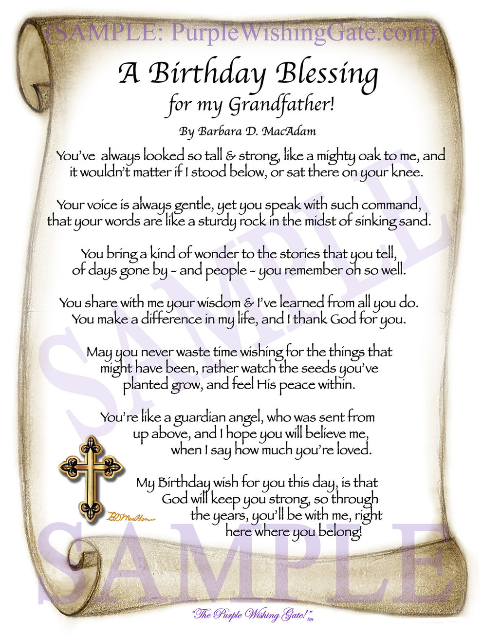 Grandfather Birthday Gift: Personalized Blessing – Purple Wishing Gate