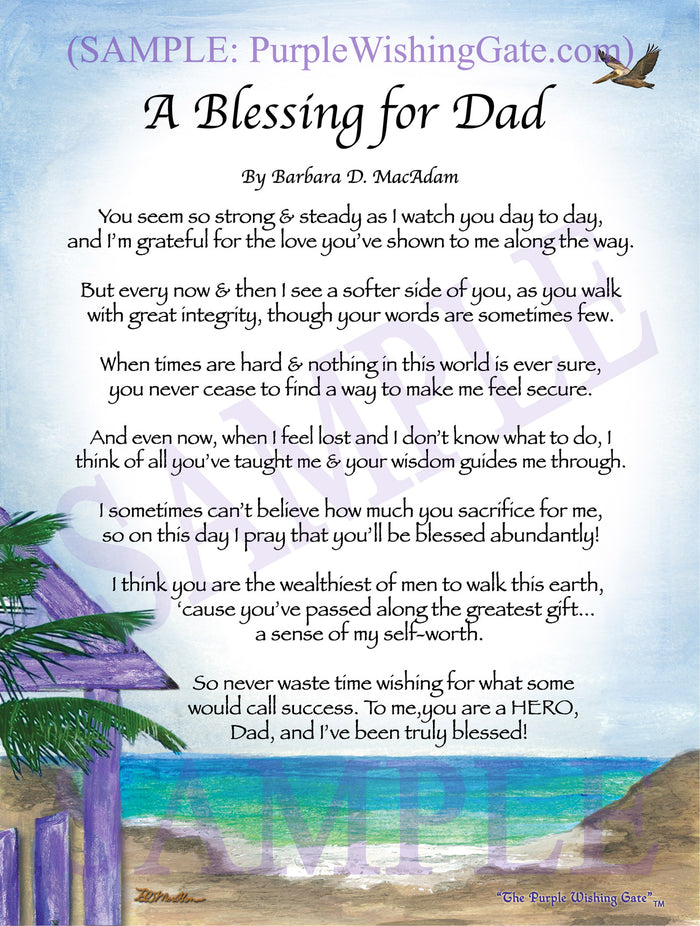 A Blessing for My Dad: Personalized, Framed Gift! | PurpleWishingGate