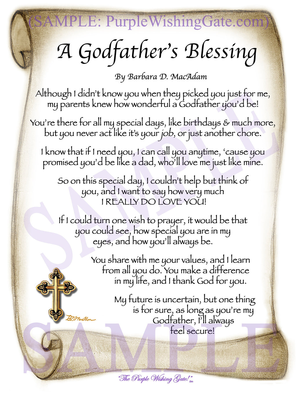 A Godfather's Blessing: Personalized, Framed Gift! | PurpleWishingGate