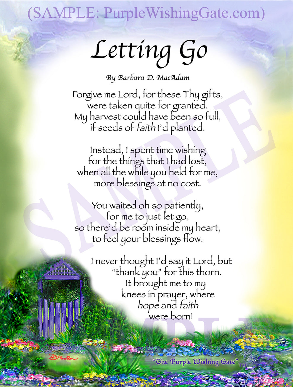 Letting Go: Framed and Personalized Poem Gift! – Purple Wishing Gate
