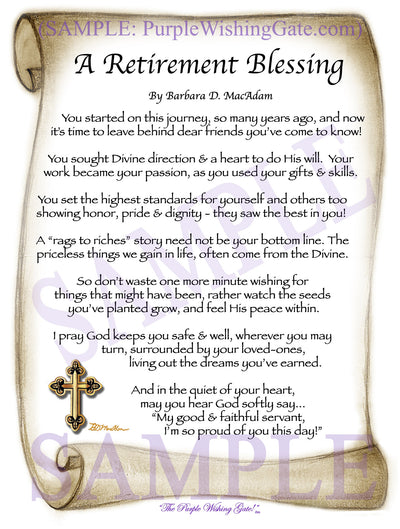 Retirement Blessing: Personalized Gift | PurpleWishingGate.com